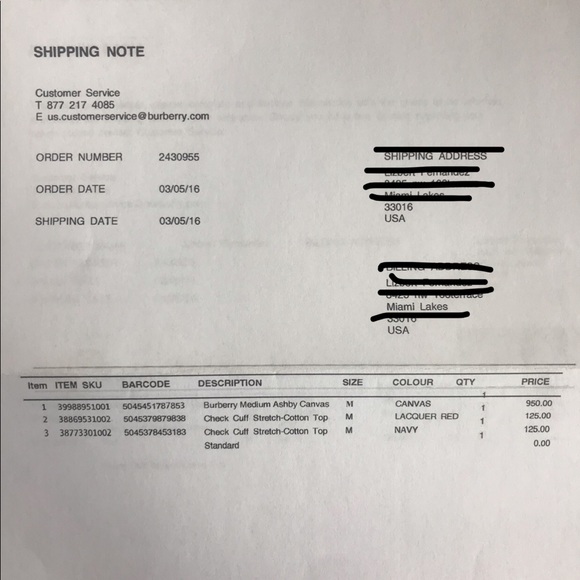 Bags | Receipt For Burberry Purse As Requested | Poshmark